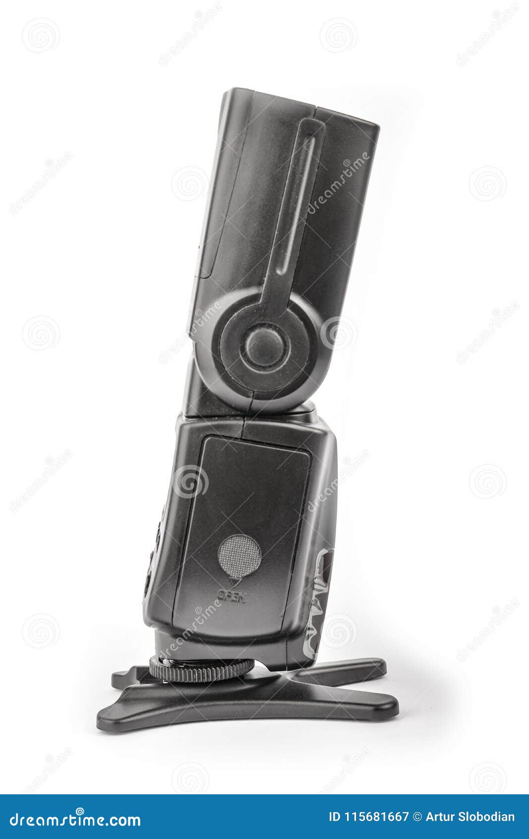 Black camera flash isolate stock image. Image of lightcable - 115681667