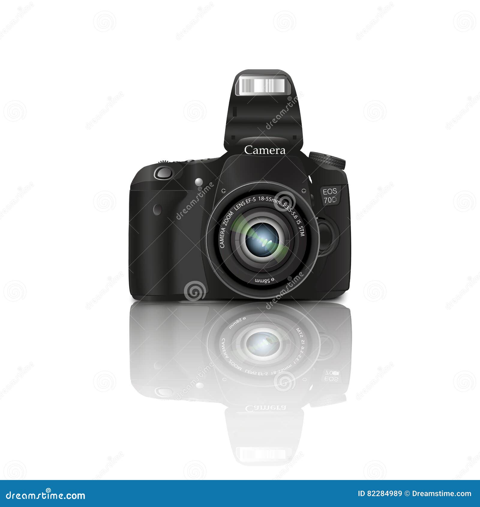 Black Camera with Flash on the White Background Stock Vector ...