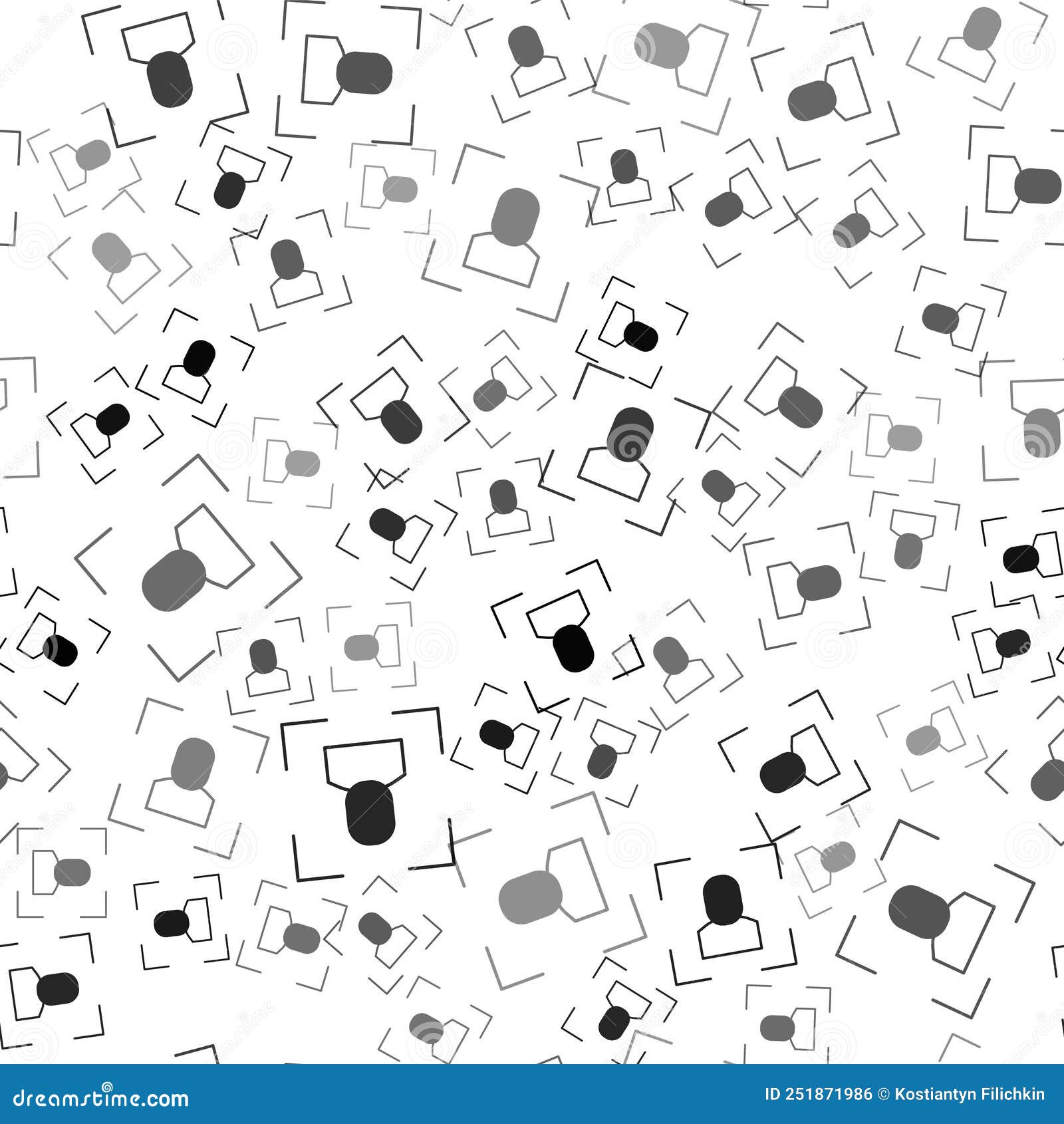 Black Camera Focus Frame Line Icon Isolated Seamless Pattern on White ...