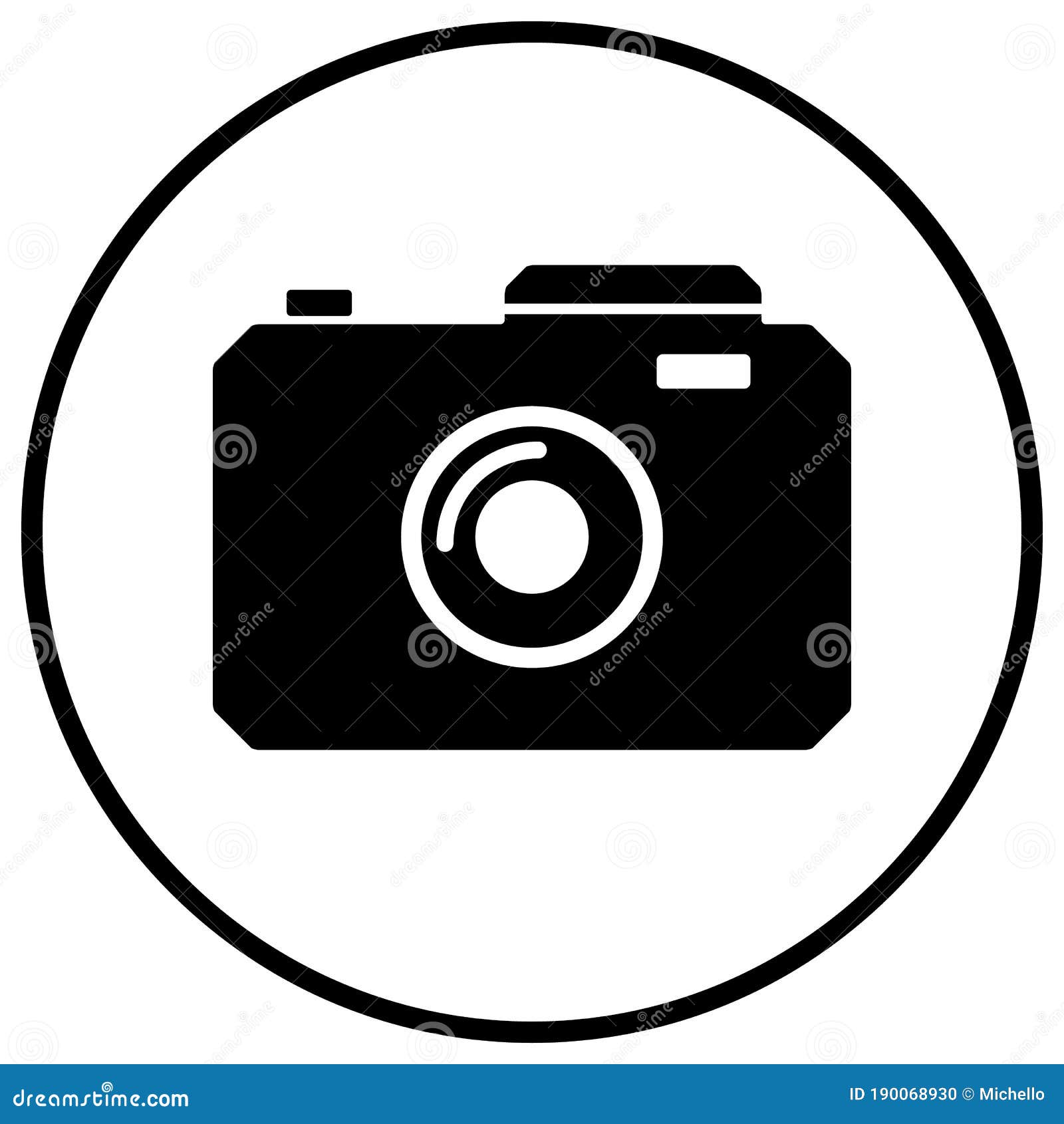 Black Camera Icon, Inside of the Black Circle Shape. Stock Vector ...