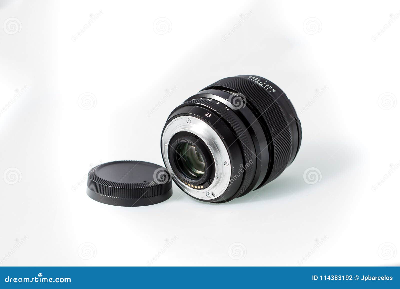 Black Camera Lens Isolated on White Background, Lens Mount Visible ...