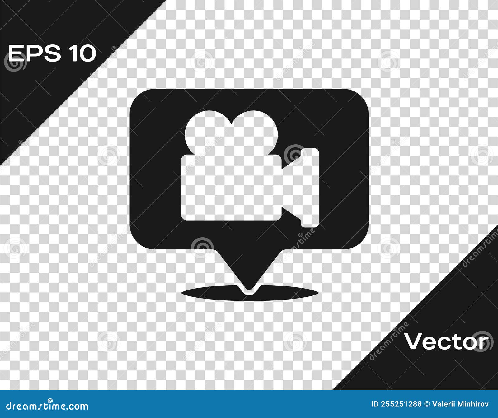Black Camera and Location Pin Icon Isolated on Transparent Background ...