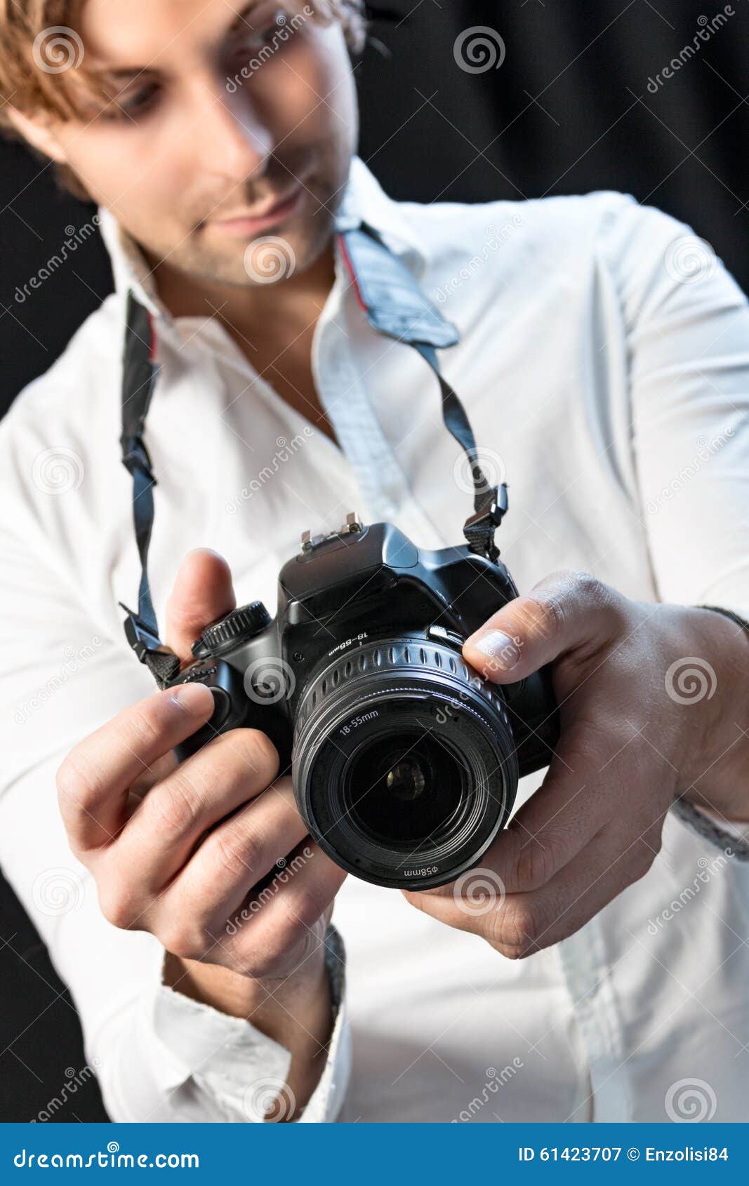 Black camera of man stock image. Image of male, digital - 61423707