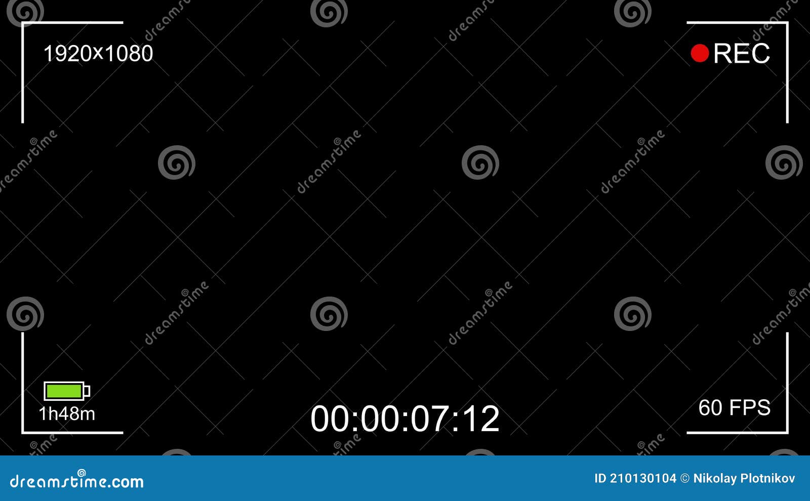 Black Camera Recording Interface Viewfinder with Digital Focus and ...