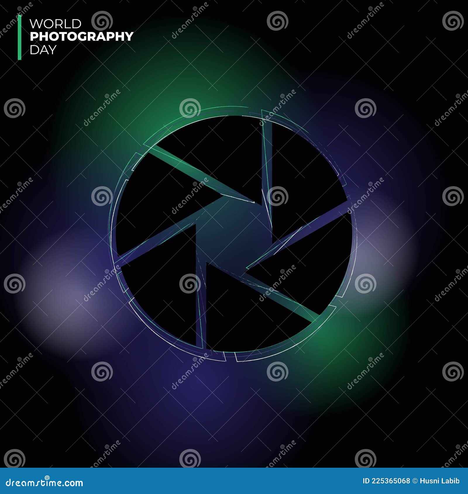 Black Camera Shutter with Light on Black Background Design Stock ...