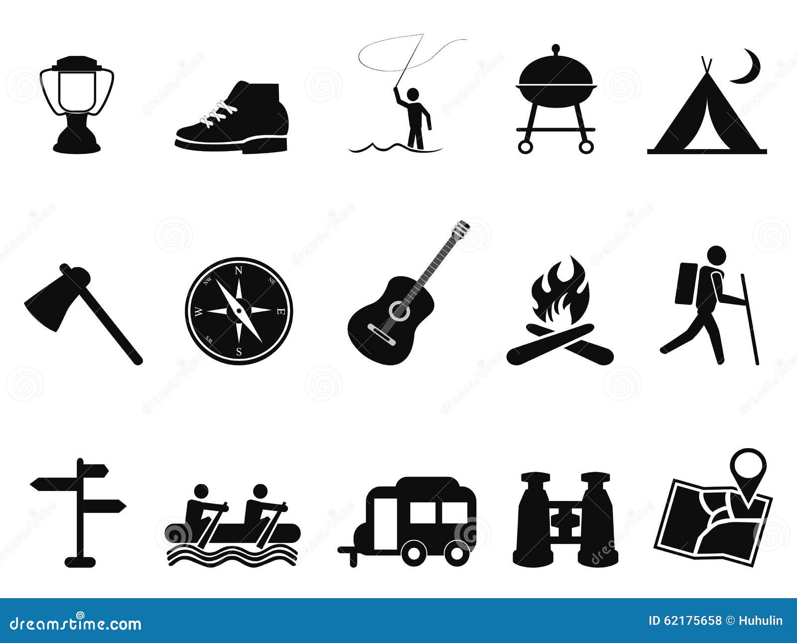 Black Rv Camping Trailer Icon Isolated On White Background. Travel ...