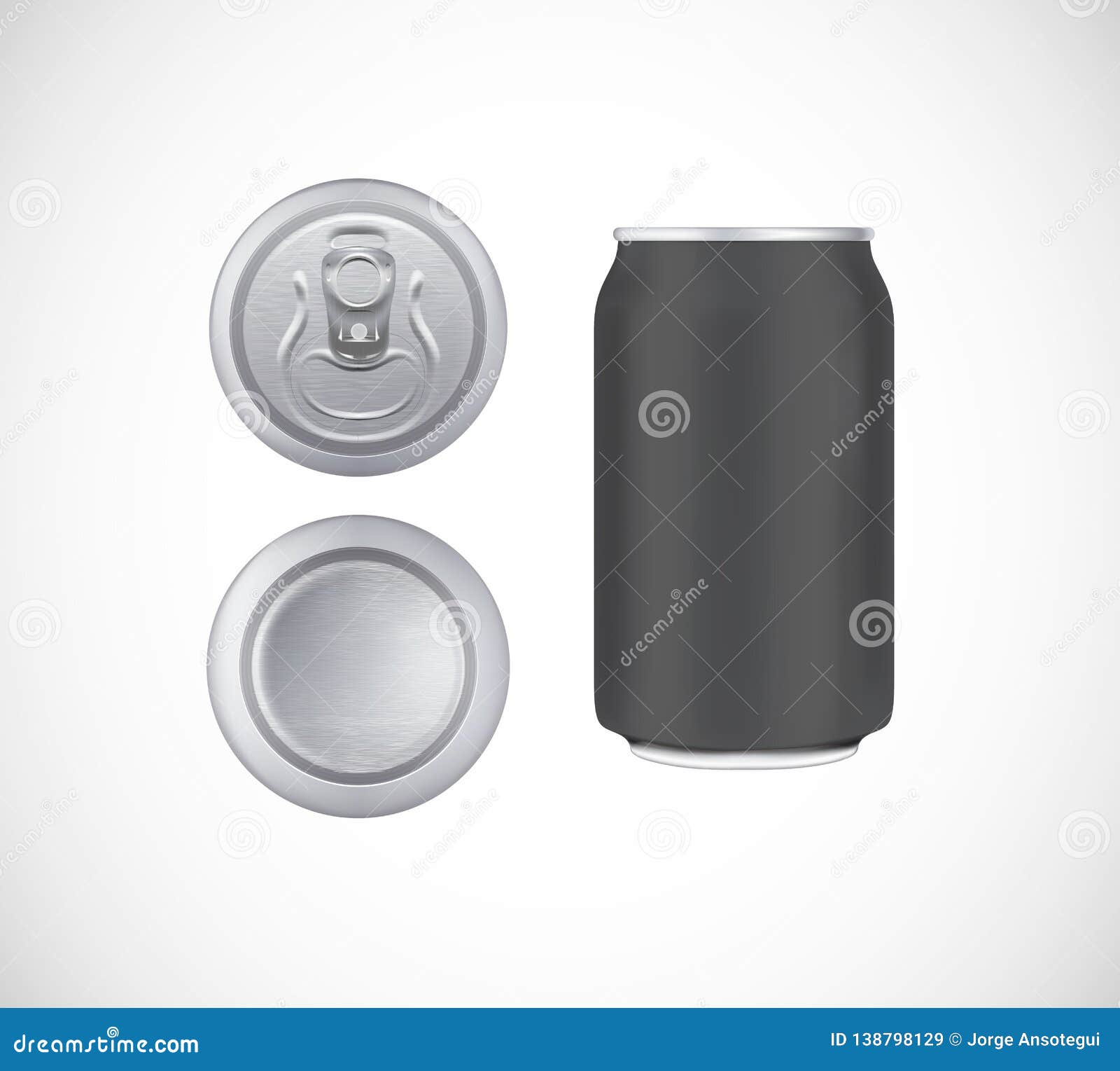 Black Can Top, Front, Bottom View. Can Vector Visual 330 Ml Stock ...