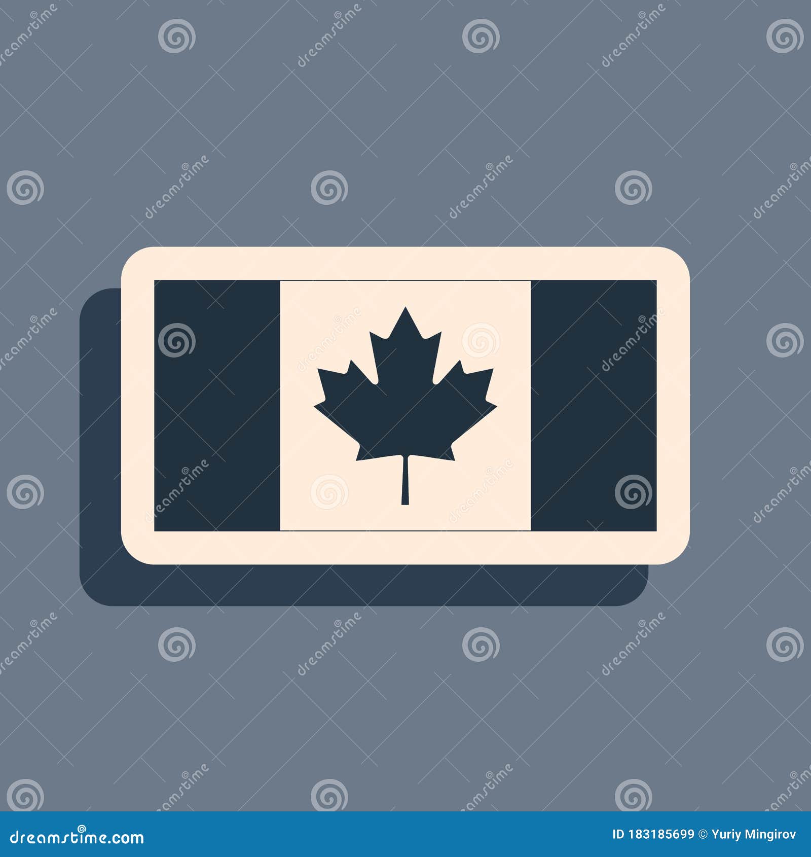 Black Canada Flag Icon Isolated on Grey Background. Long Shadow Style ...