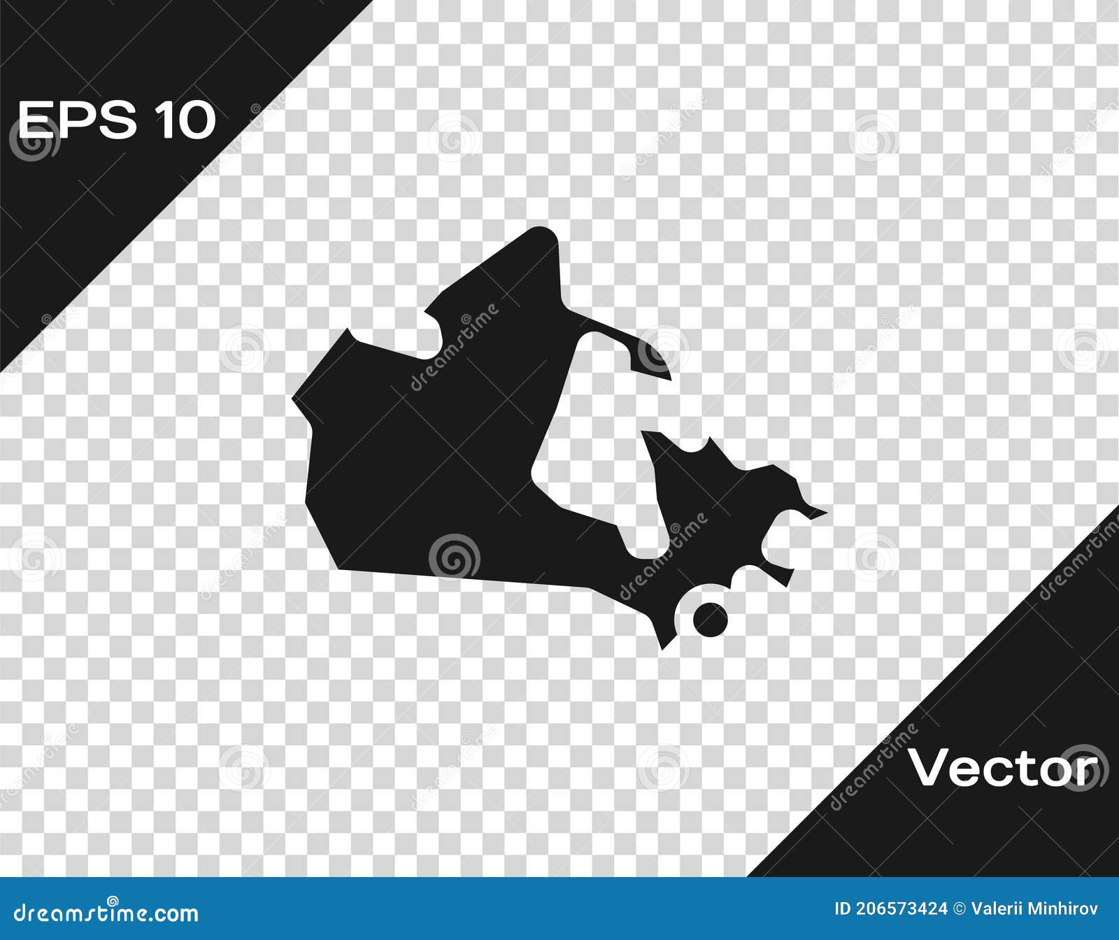 Black Canada Map Icon Isolated on Transparent Background. Vector Stock ...