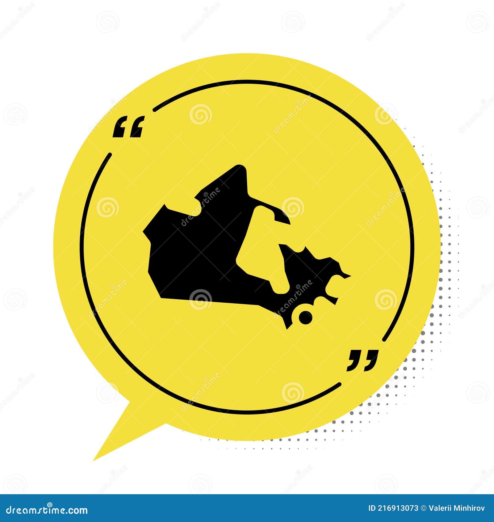 Black Canada Map Icon Isolated on White Background. Yellow Speech ...