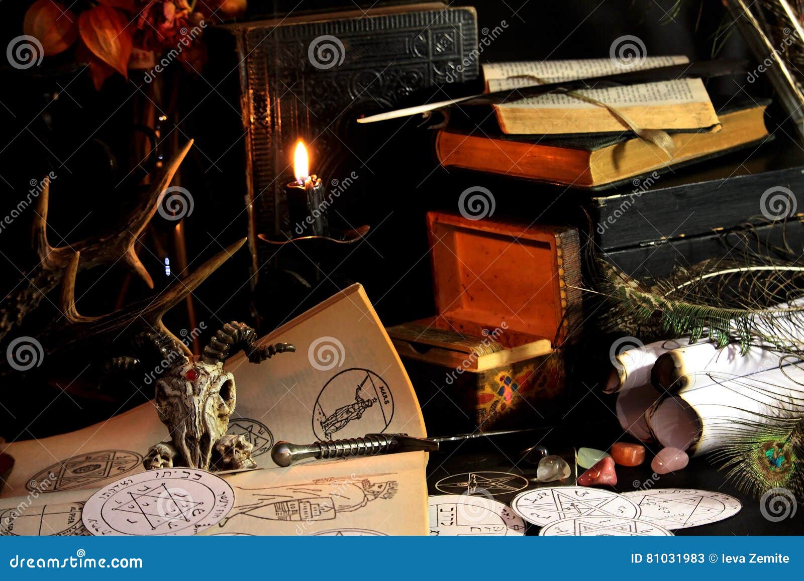 Black candle Magic Ritual stock image. Image of decorative - 81031983