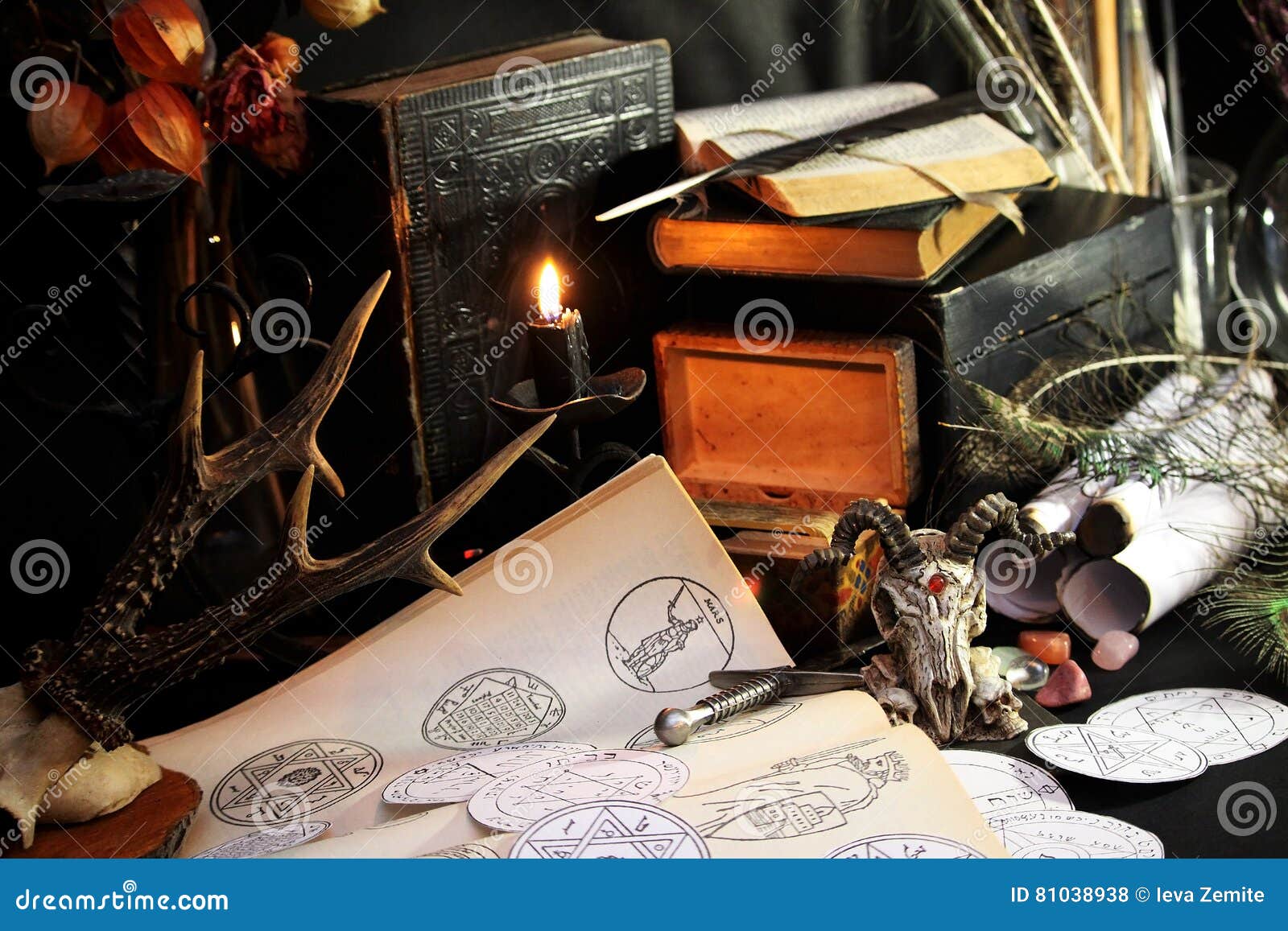 Black candle Magic Ritual stock photo. Image of dark - 81038938