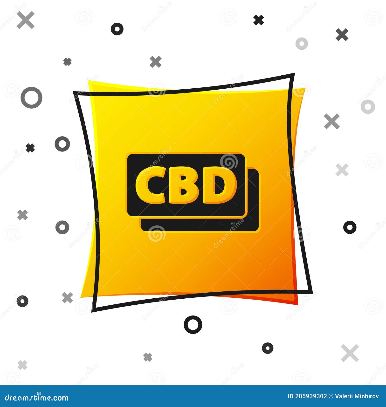 Black Cannabis Molecule Icon Isolated on White Background. Cannabidiol ...