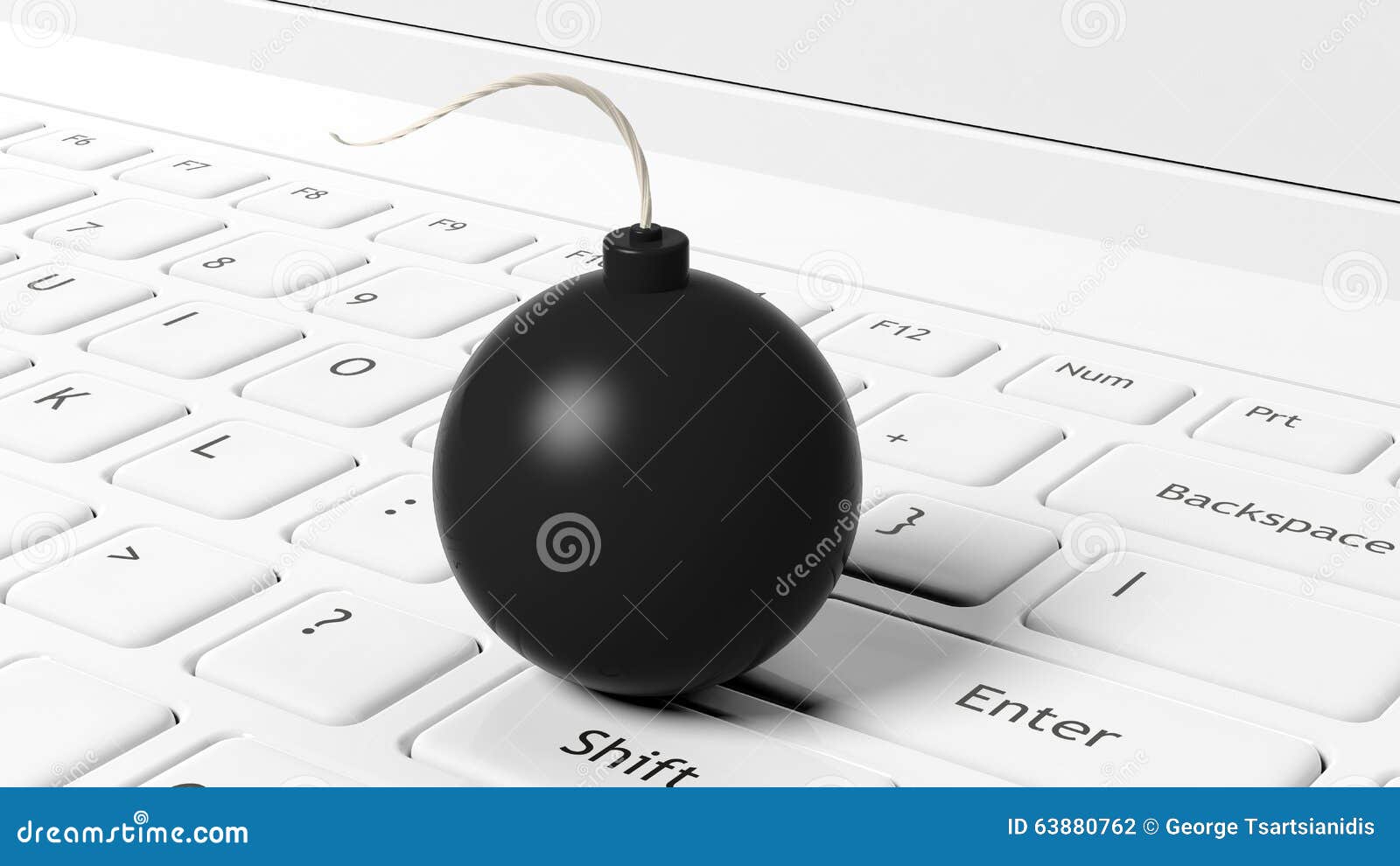 Black Cannonball Bomb on White Laptop Stock Illustration - Illustration ...