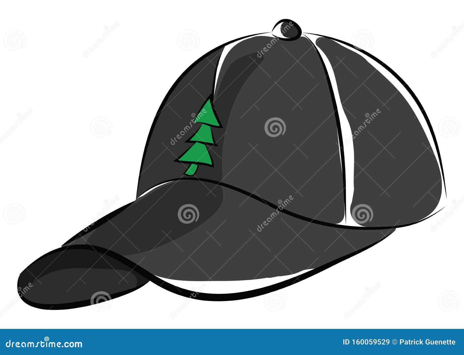 A Black Cap with Green Pine Tree Design on it Vector Color Drawing or ...