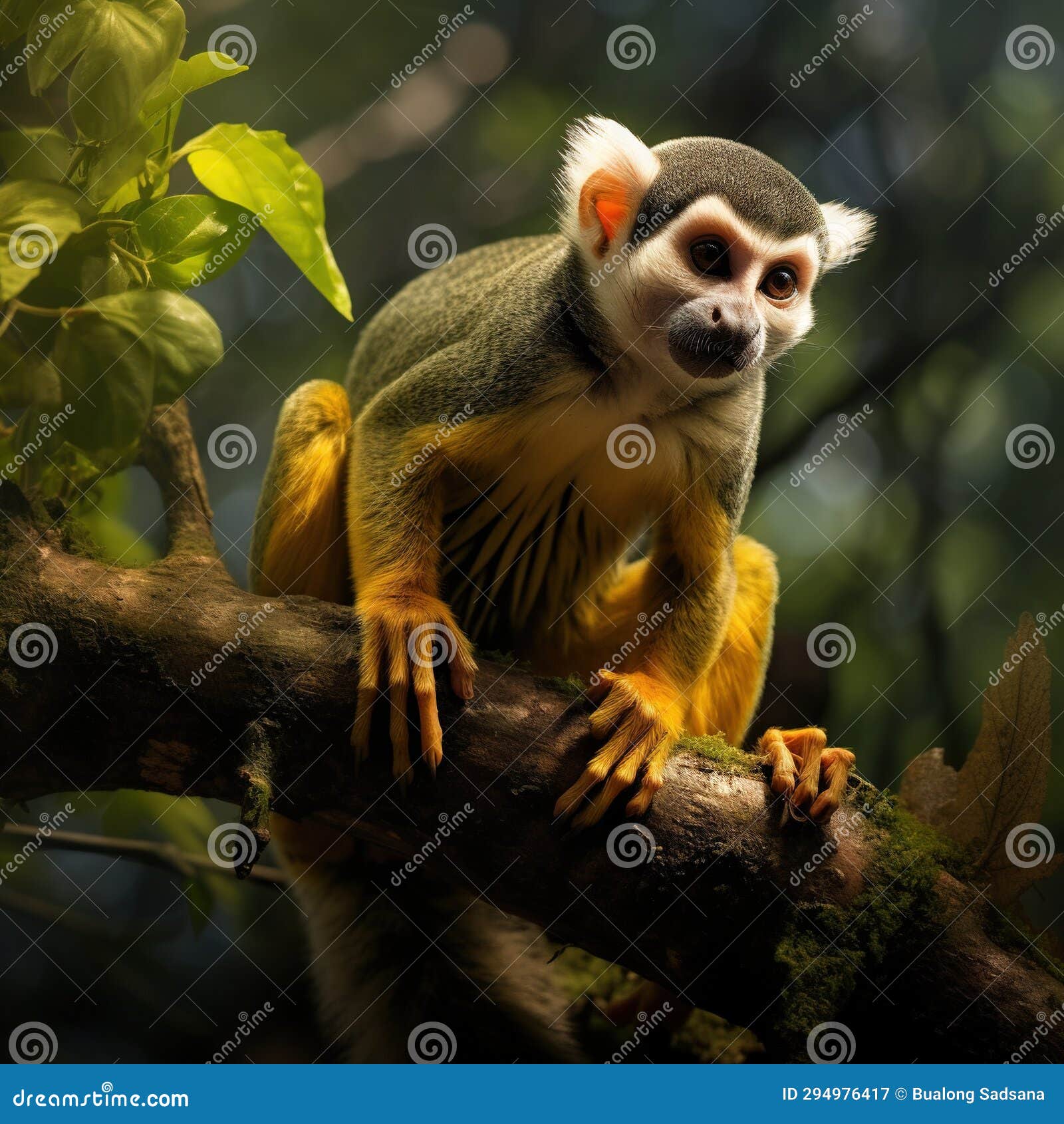 Black Capped Squirrel Monkey Made with Generative AI Illustration Stock ...