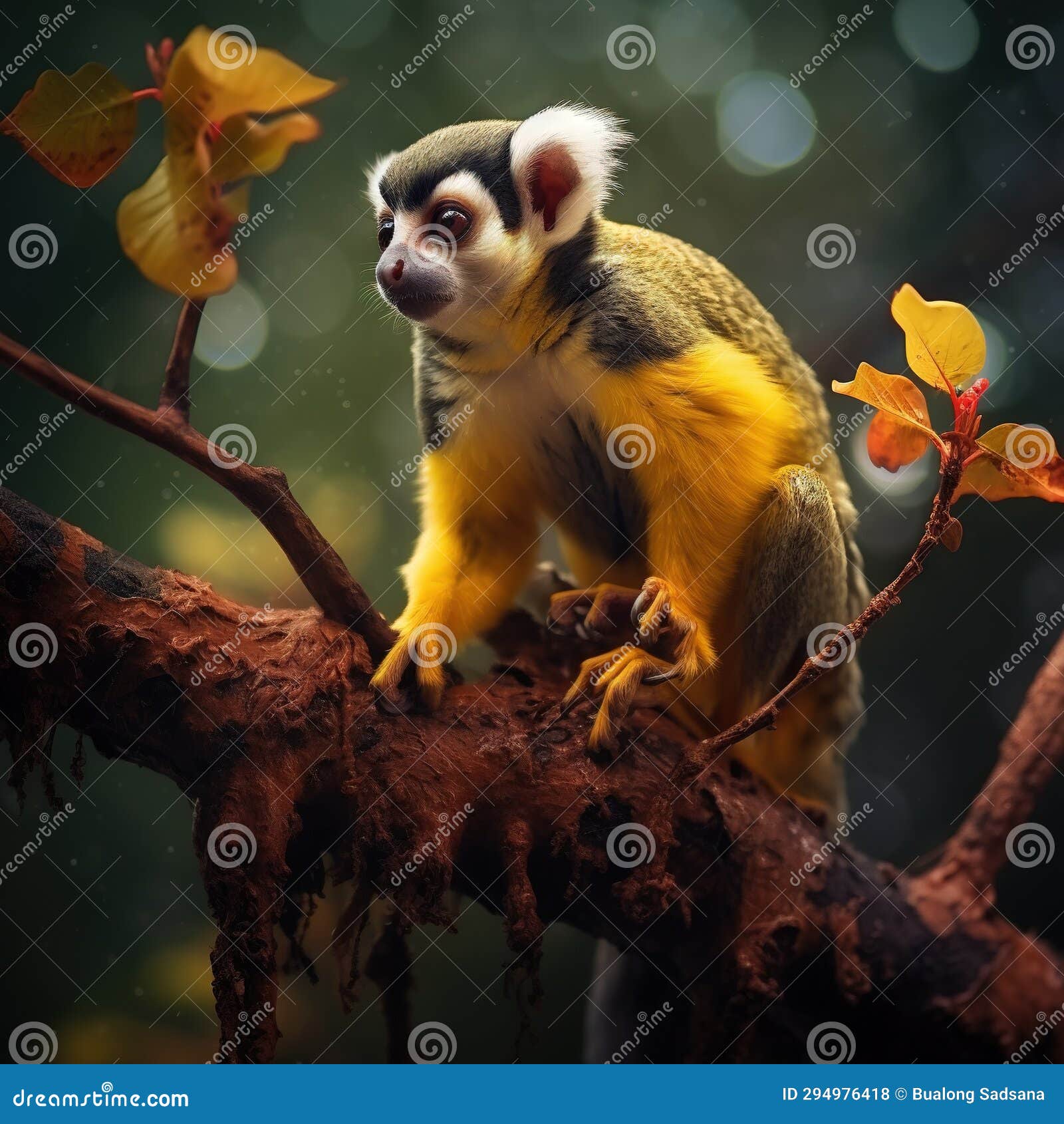 Black Capped Squirrel Monkey Made with Generative AI Illustration Stock ...