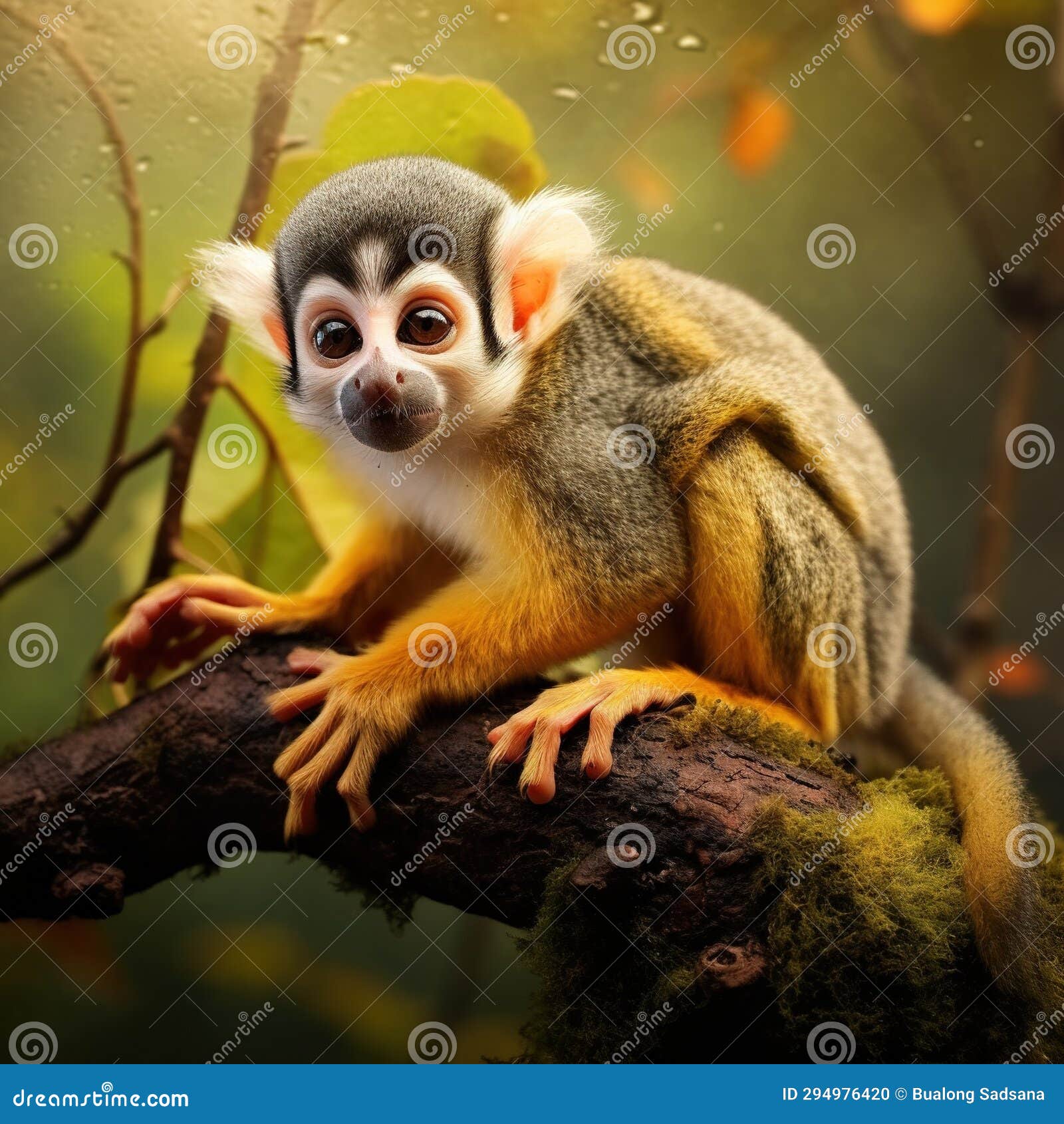 Black Capped Squirrel Monkey Made with Generative AI Illustration Stock ...