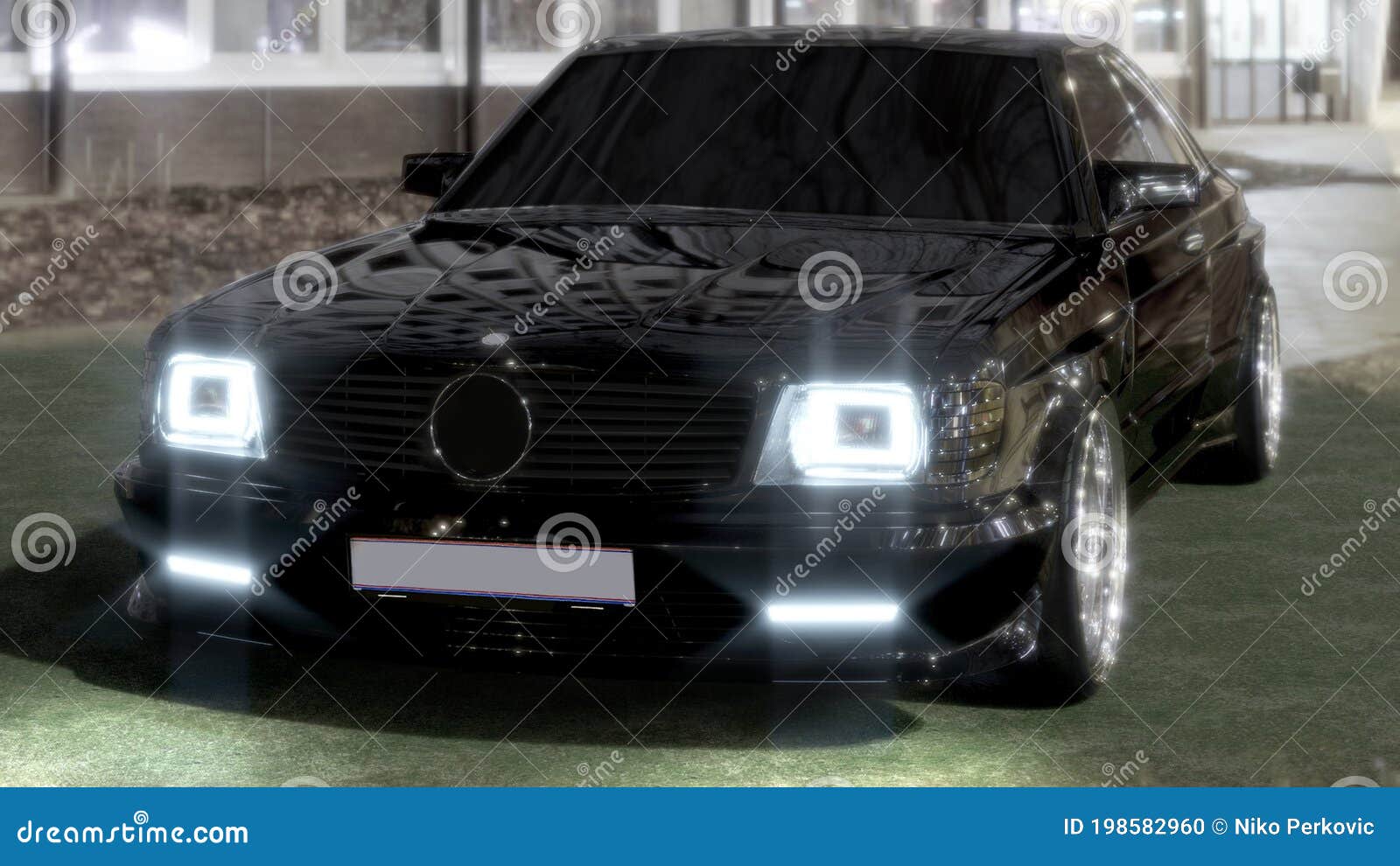 Black Car 3d Render at School Stock Illustration - Illustration of ...