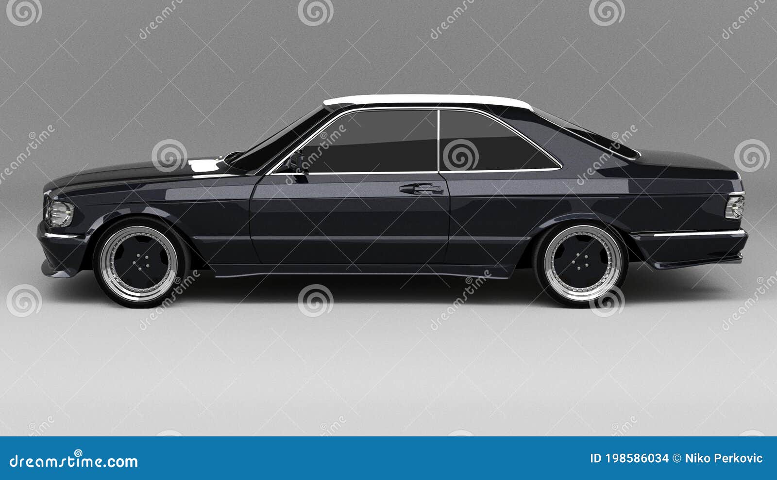 Black Car 3d Render at Studio Environment Side View Stock Illustration ...
