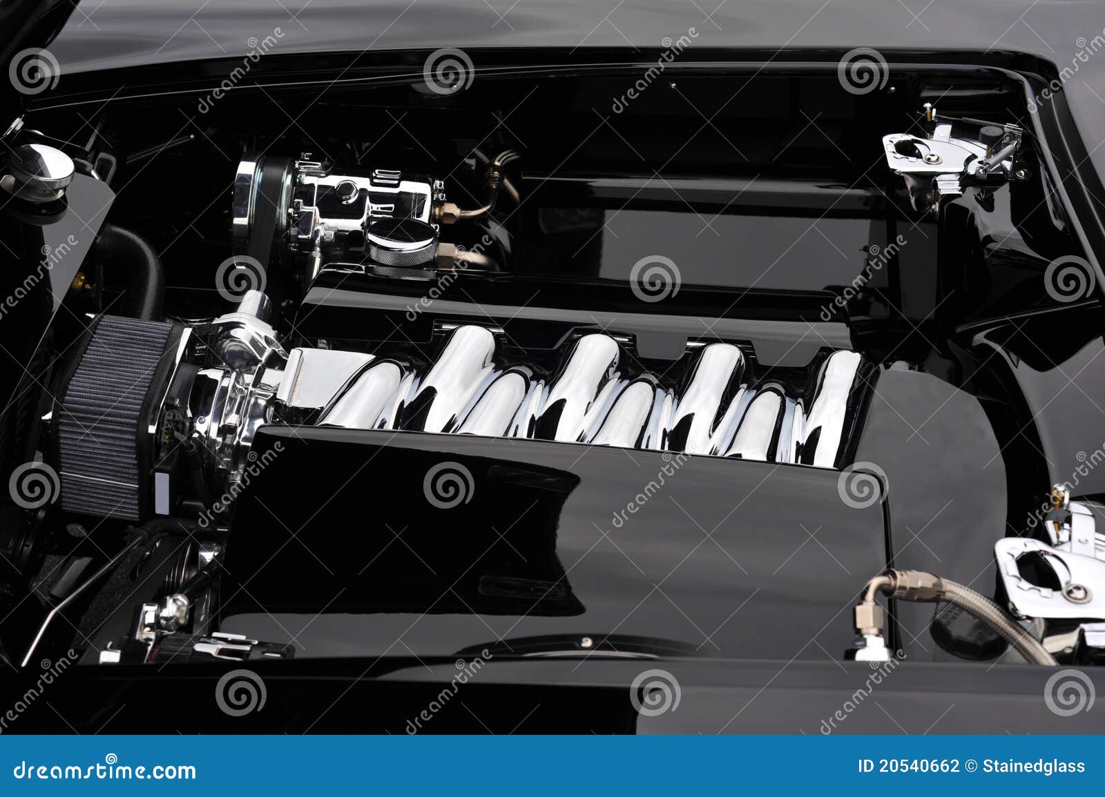 Black Car Engine stock photo. Image of chrome, black - 20540662