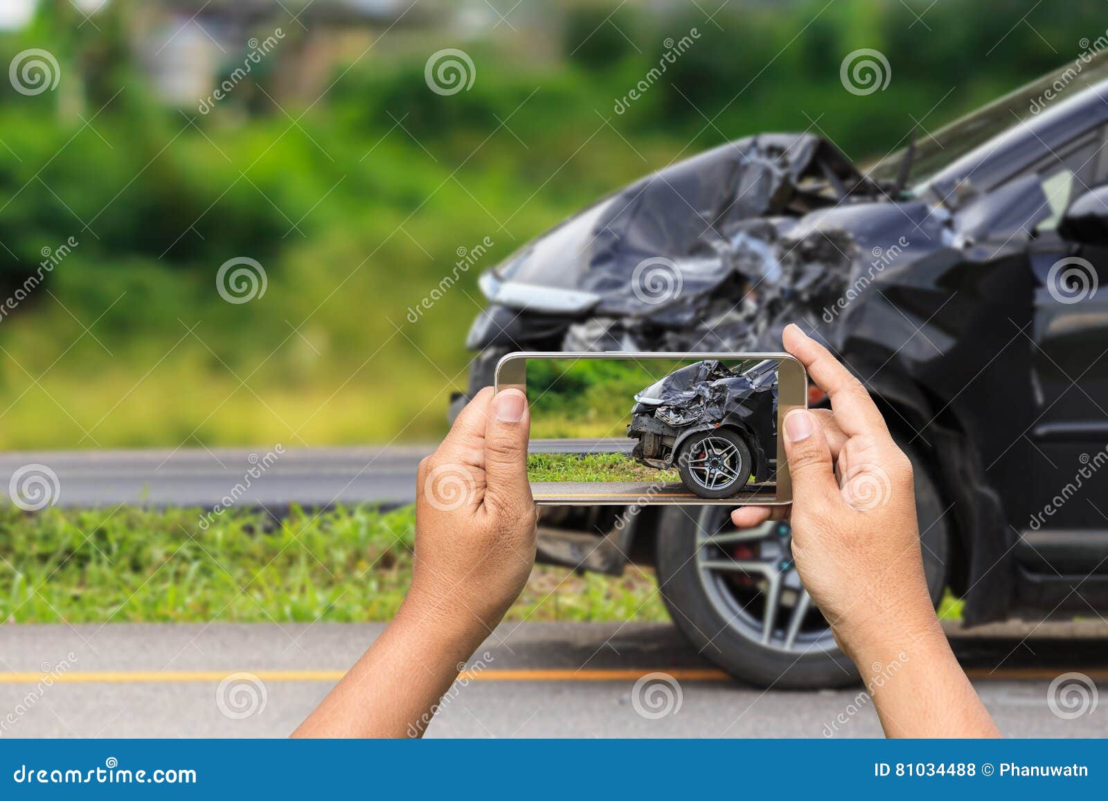 Accident On The Road. Damaged Cars After The Collision. Fragment Of A ...