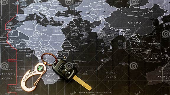 Black Car Keys on Black Map Stock Image - Image of navigation ...