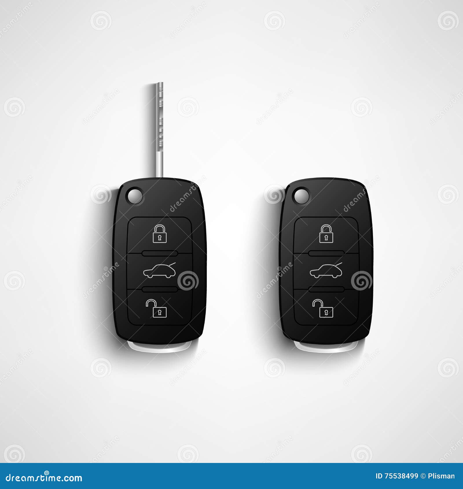 Black car remote key stock vector. Illustration of alert - 75538499