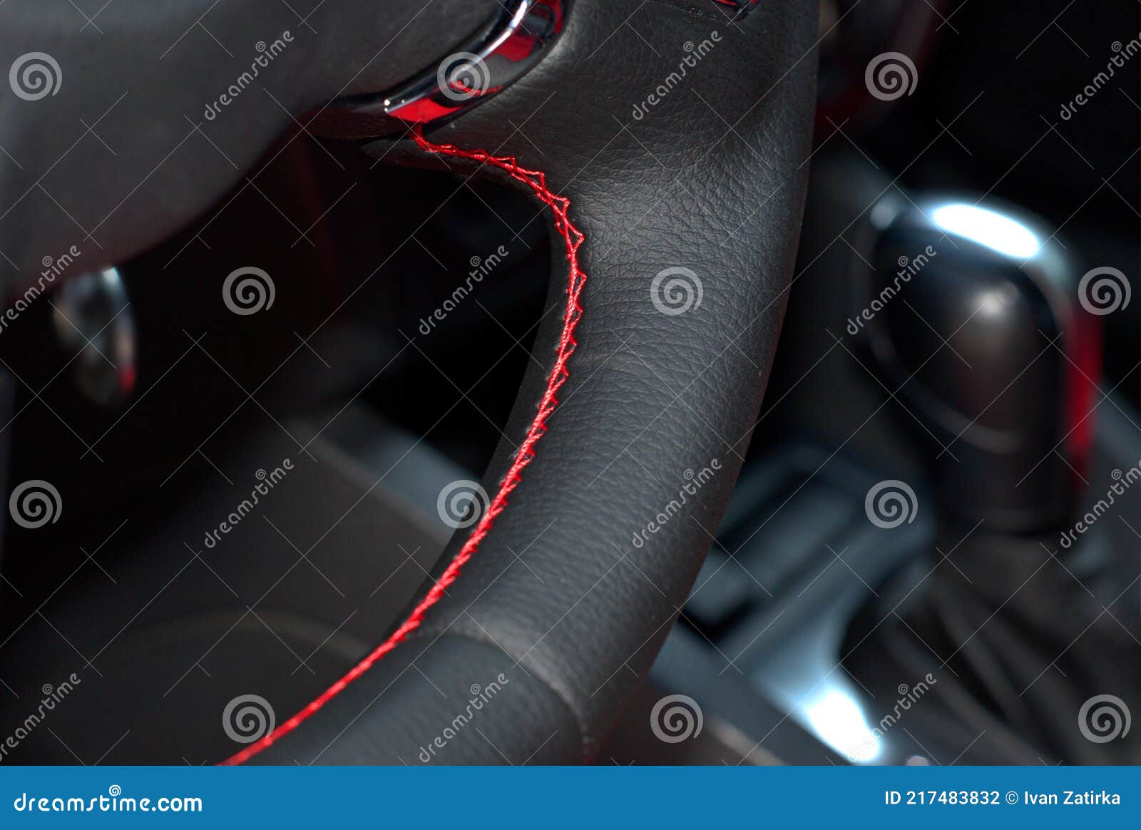The Car Steering Wheel is Black Stock Photo - Image of leather ...