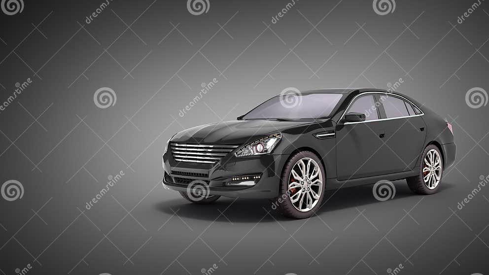 Black Car Studio View 3d Render on Grey Background Stock Illustration ...