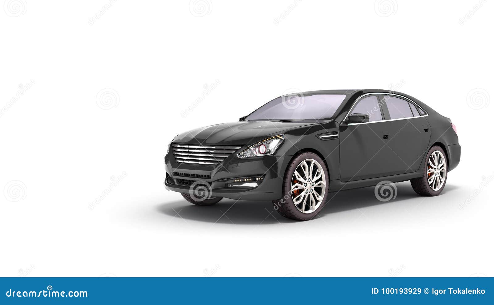 Black Car Studio View 3d Render on White Background Stock Illustration ...