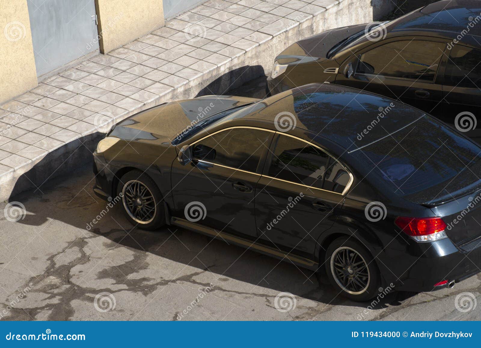 Black Car, Top View. Top View of the Roof of a Black Car. Stock Photo ...