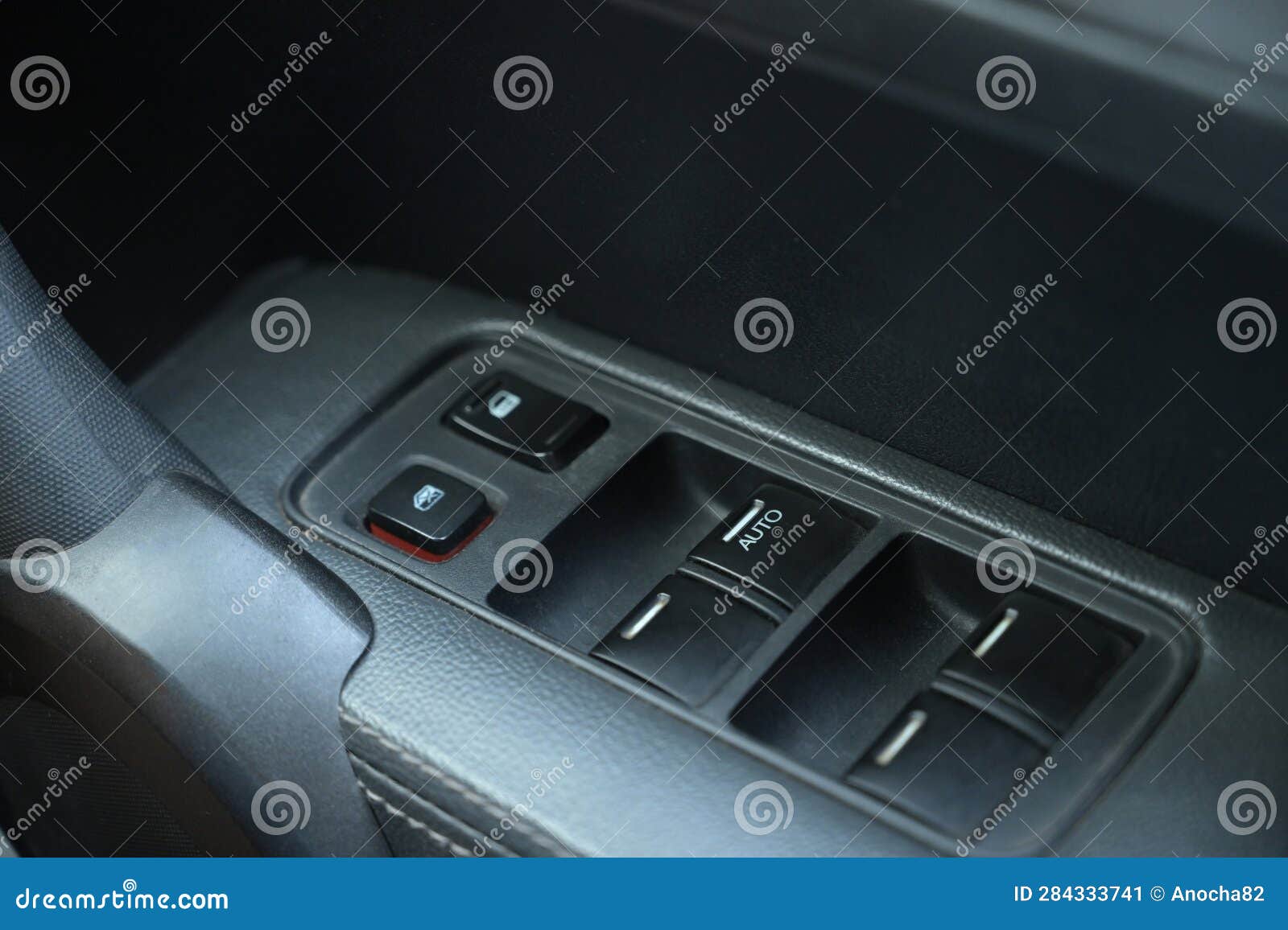 Black Car Window Lock Slider Button Stock Image - Image of drive ...