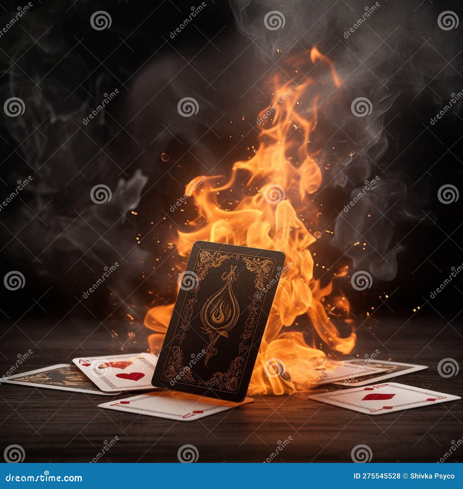 A Black Card on Fire and Smoke Generative AI Stock Illustration ...