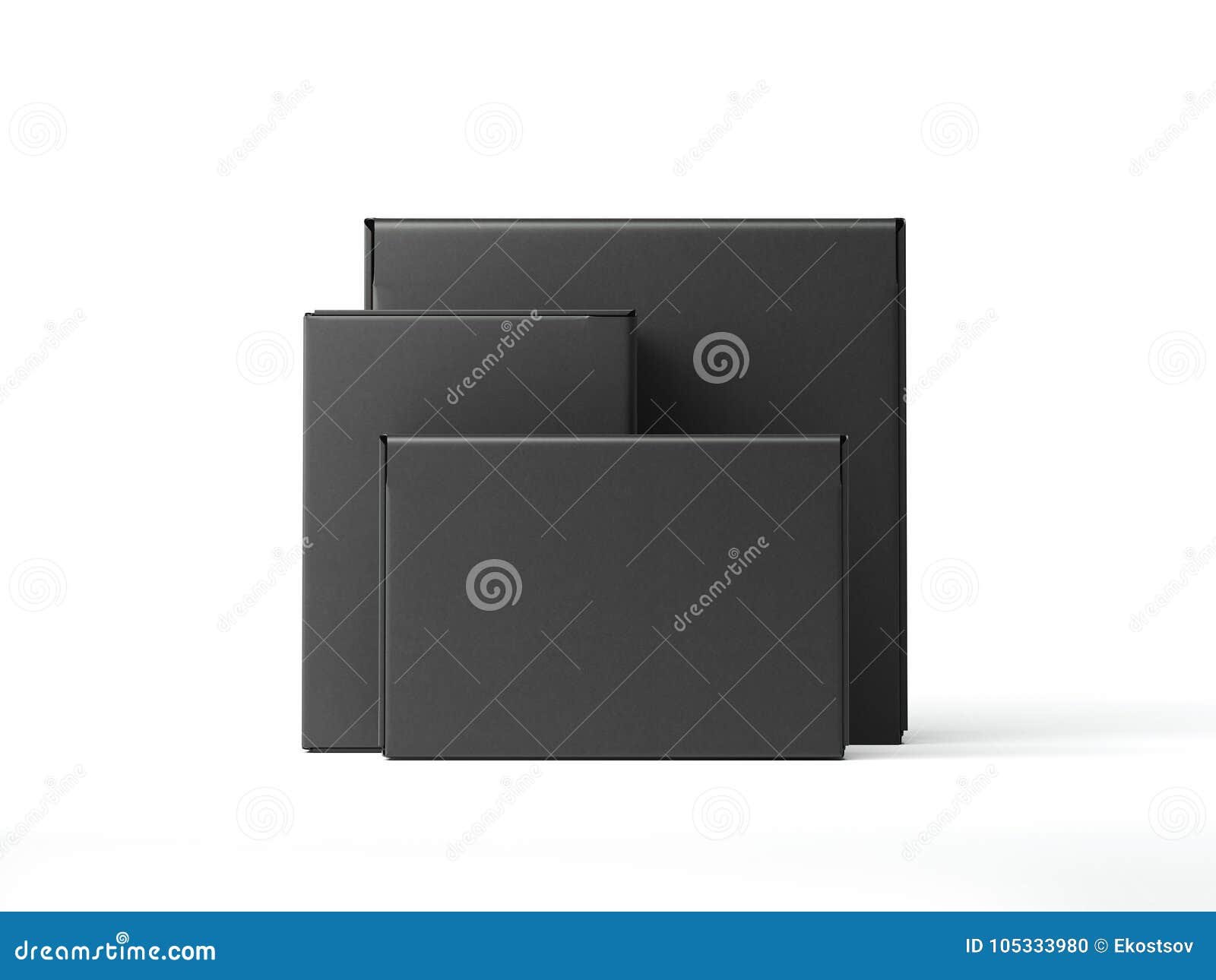 Black Cardboard Blank Packages. 3d Rendering Stock Illustration ...