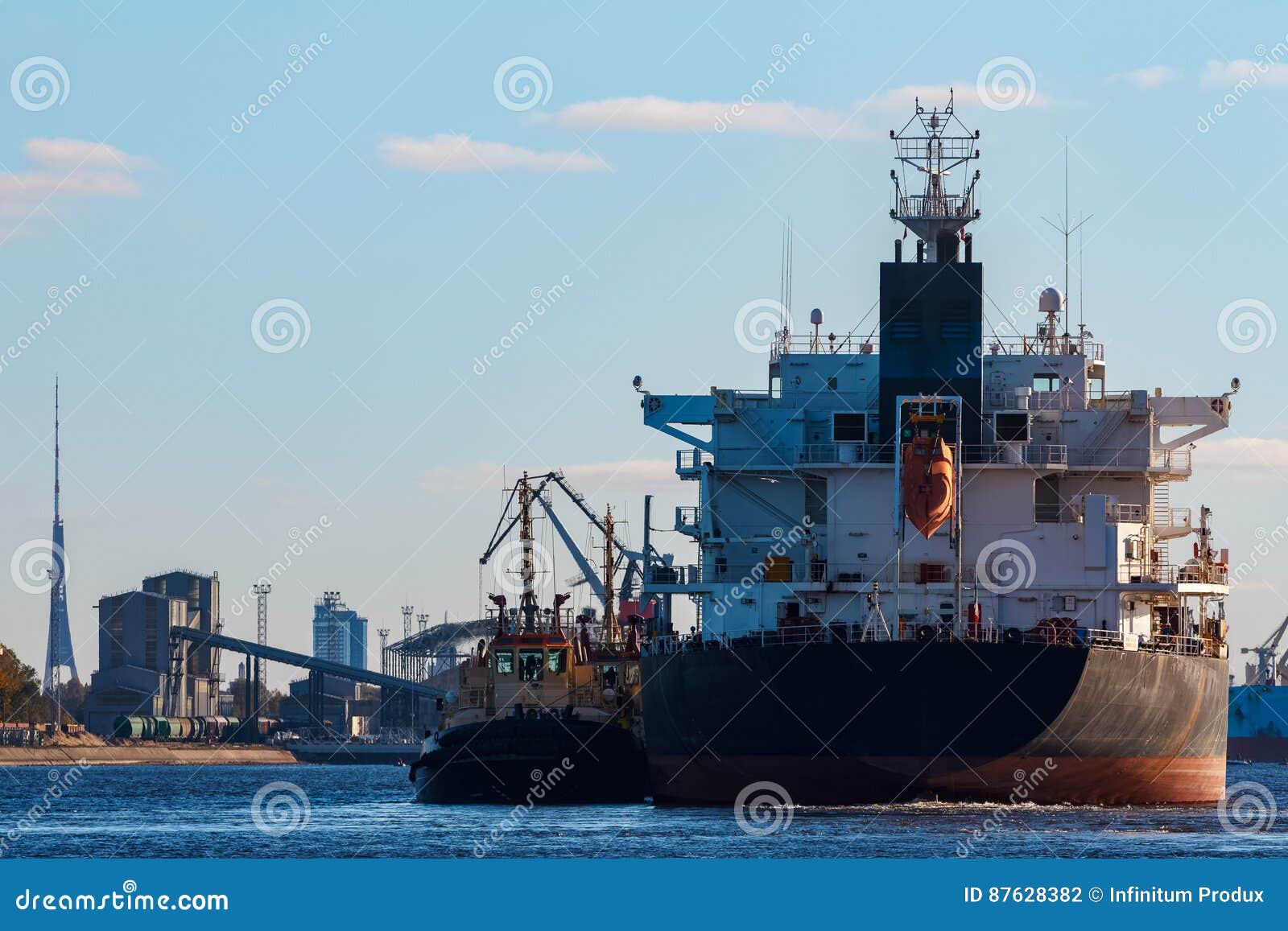 Black cargo ship stock photo. Image of equipment, riga - 87628382