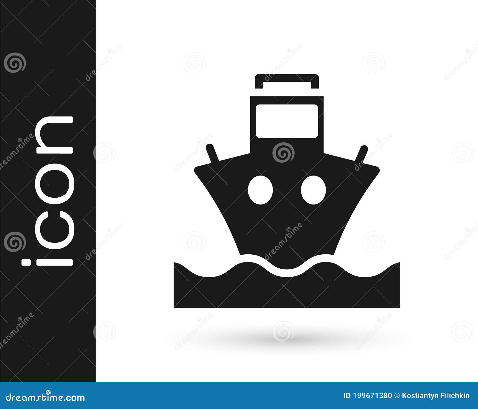 Black Cargo Ship Icon Isolated on White Background. Vector Stock Vector ...