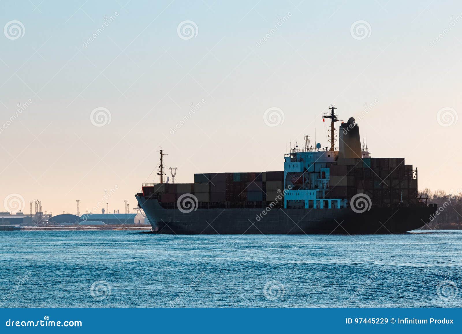 Black cargo ship stock image. Image of metal, boat, logistics - 97445229
