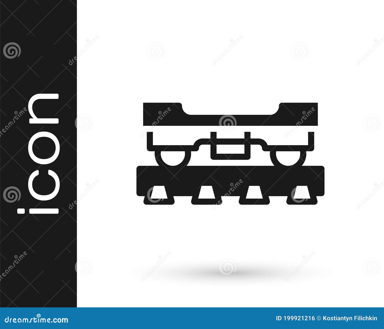 Black Cargo Train Wagon Icon Isolated on White Background. Freight Car ...