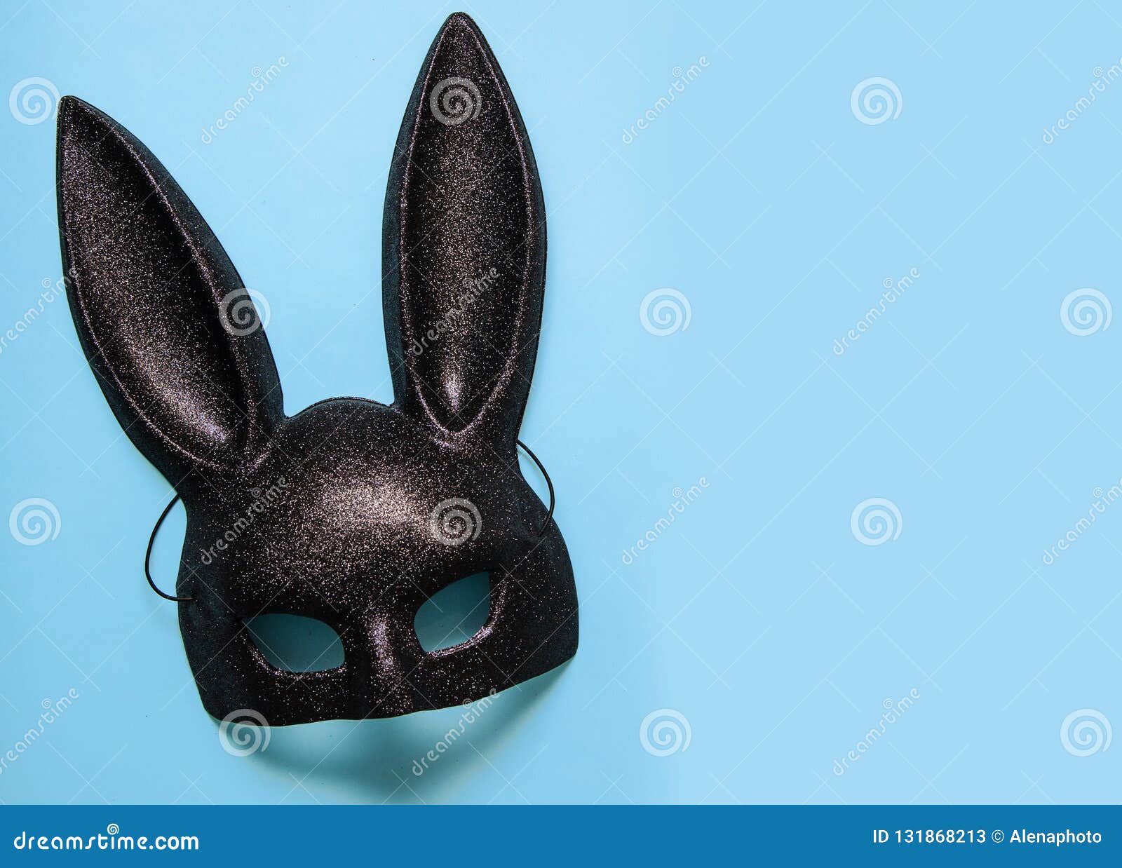 Black Mask of Rabbit on Blue Background. Stock Image - Image of brown ...