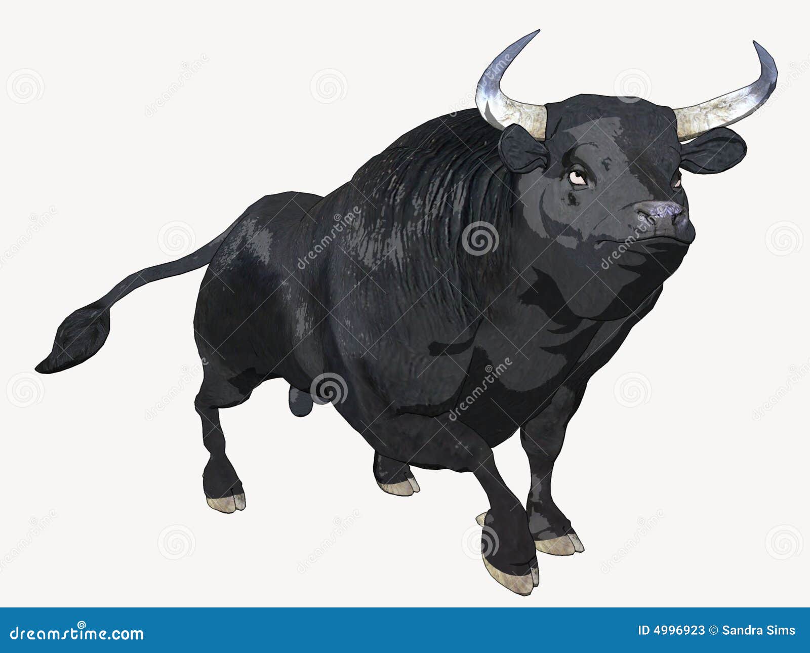 Cartoon Bull Running With Surfboard. Cute Bull Enjoys Summer Vacations ...