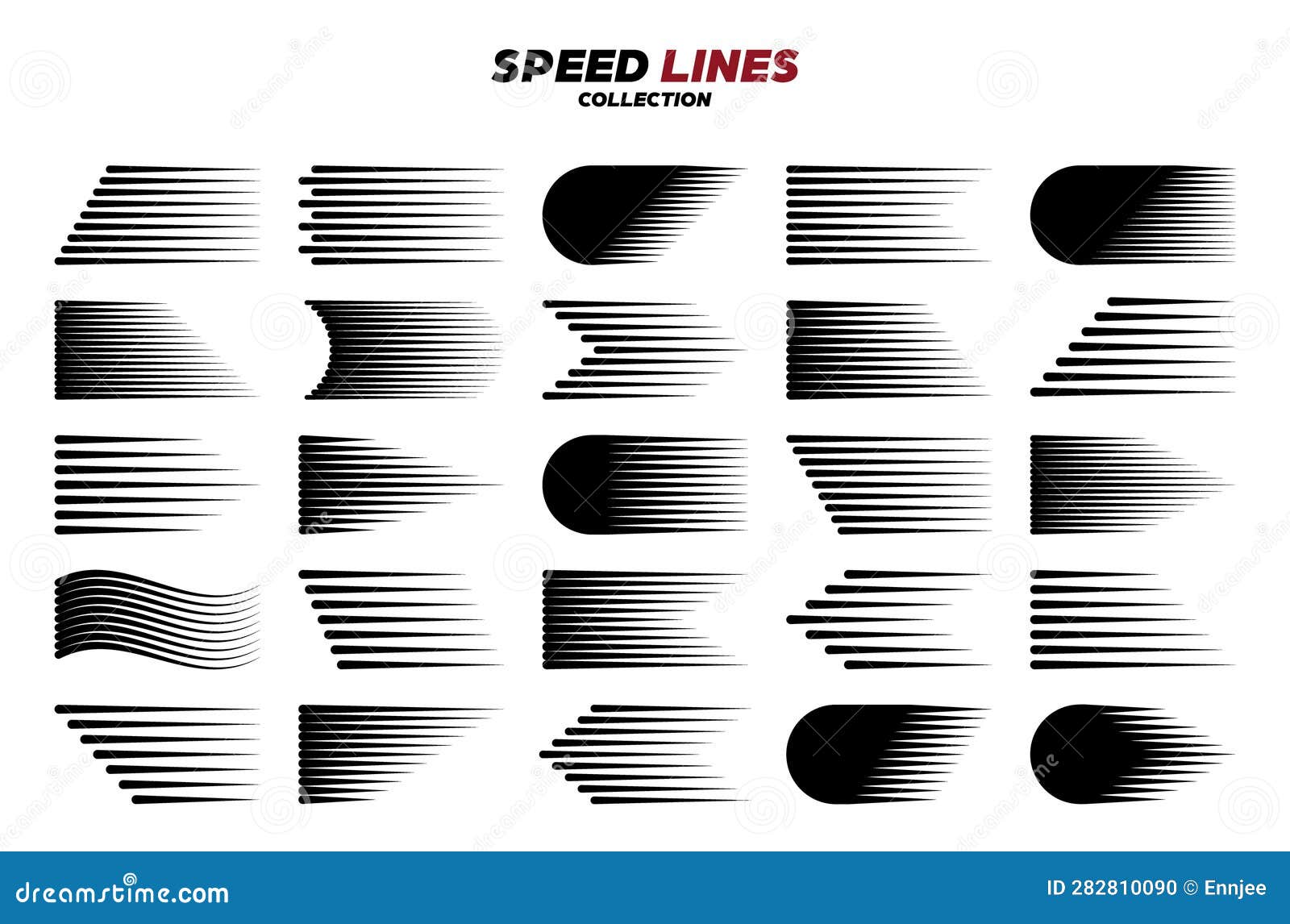 Black Cartoon or Comic Speed Lines with Round Corners. Simple Line with ...