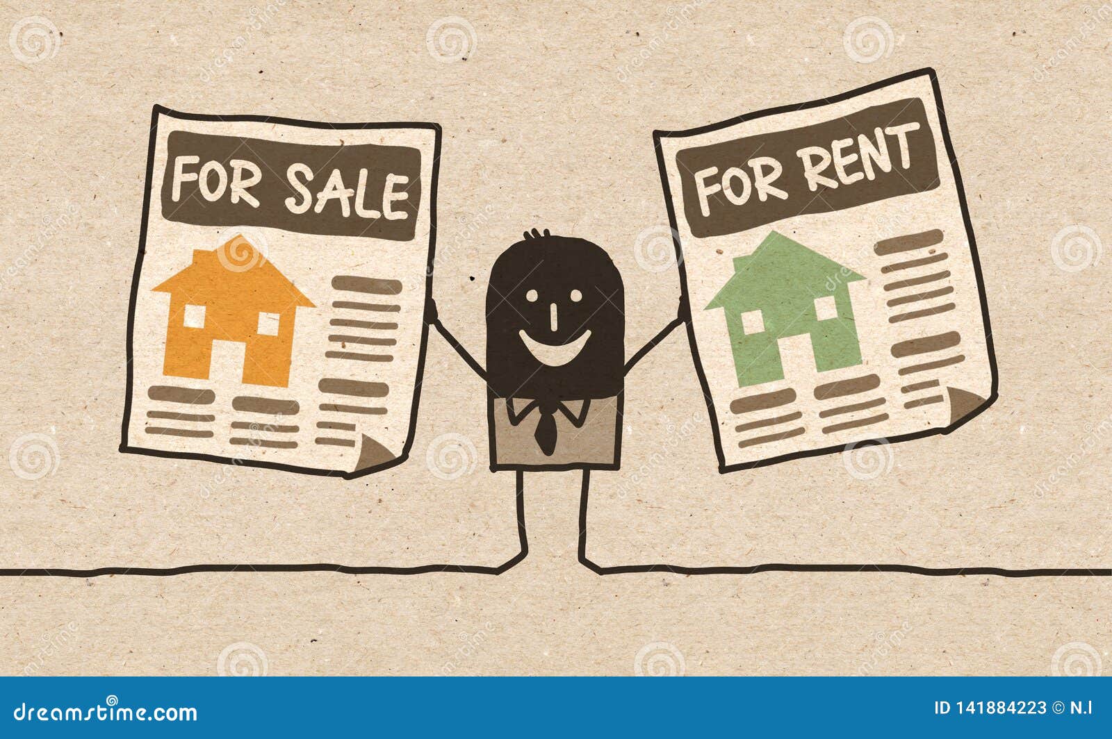 Black Cartoon Real Estate Agent Stock Illustration - Illustration of ...