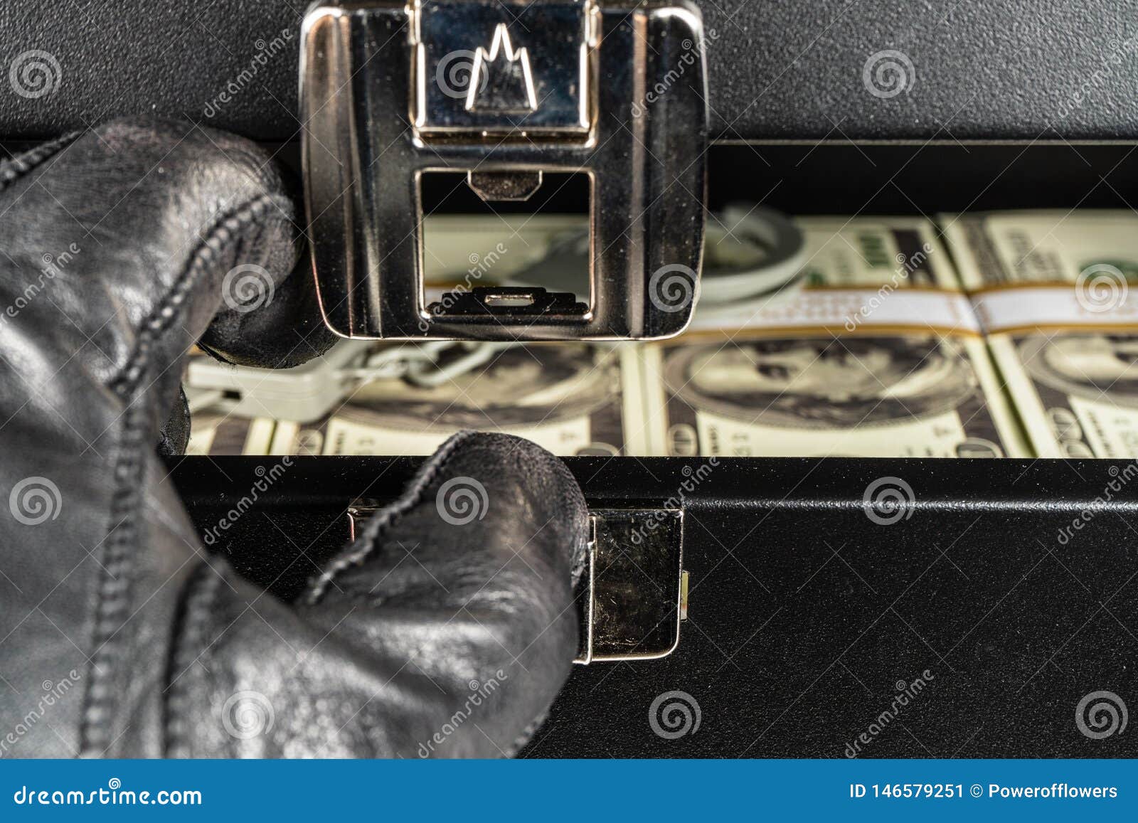 Black Case Full of Dollar Bills Close Up.Money Bricks in Case Stock ...