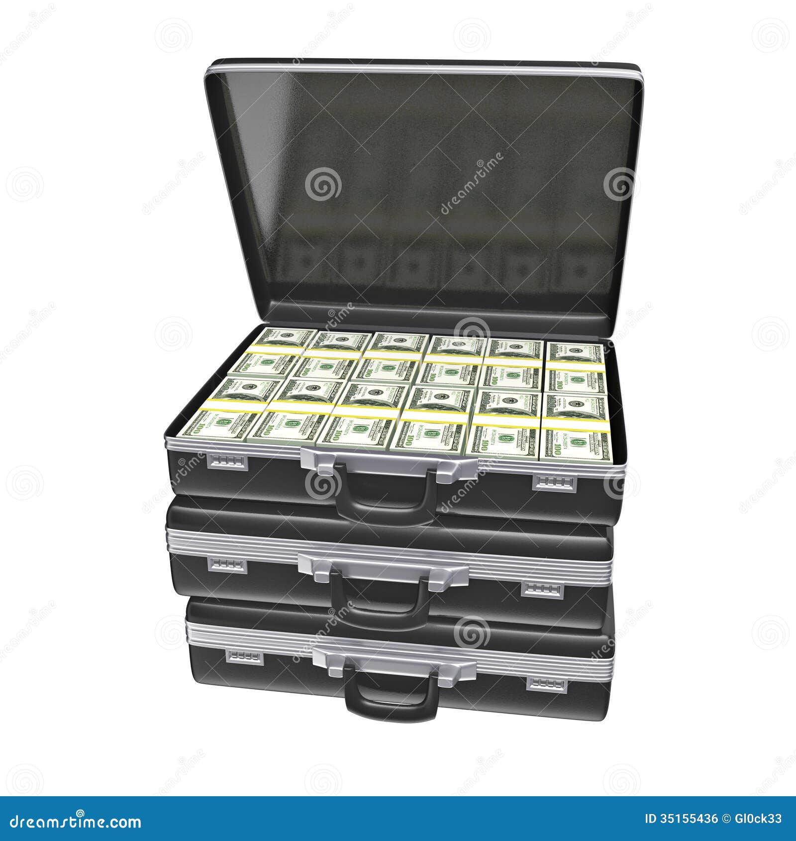 Black case with money stock illustration. Illustration of isolated ...