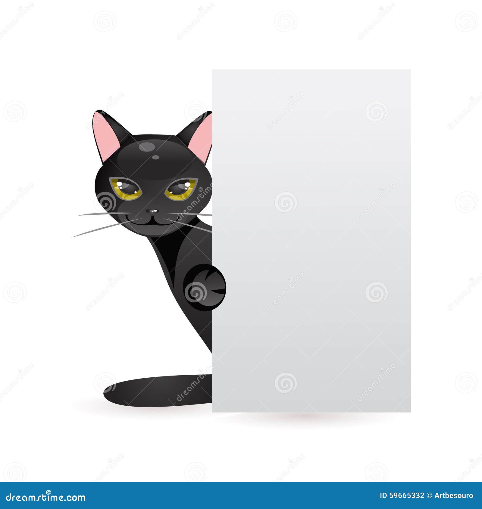 Black Cat with Banner. Vector Illustration Stock Vector - Illustration ...