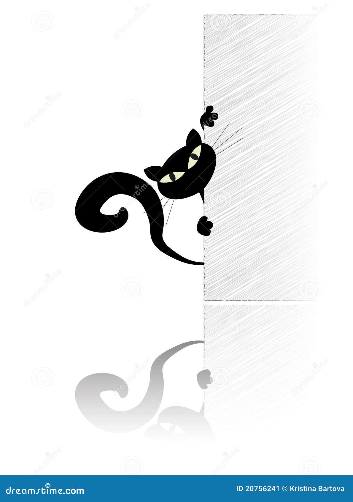 Black cat behing the wall stock vector. Illustration of black - 20756241