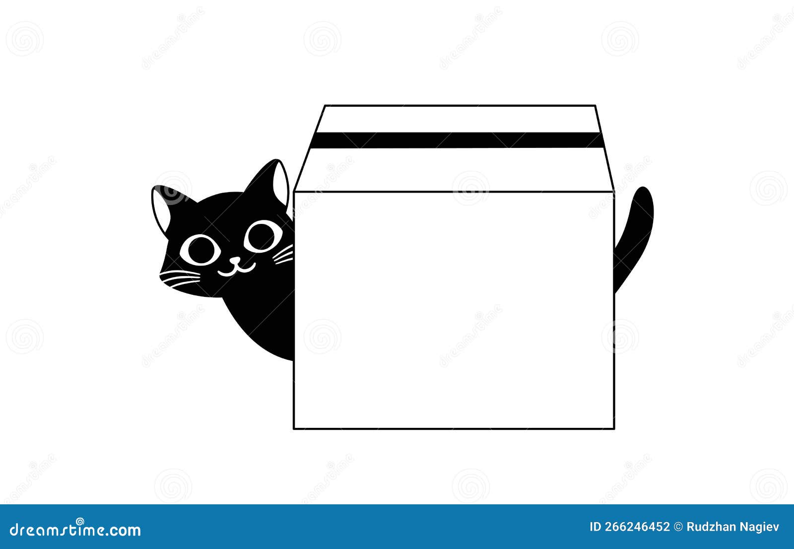 Black Cat With Box Doodle Stock Vector Illustration Of Domestic 266246452