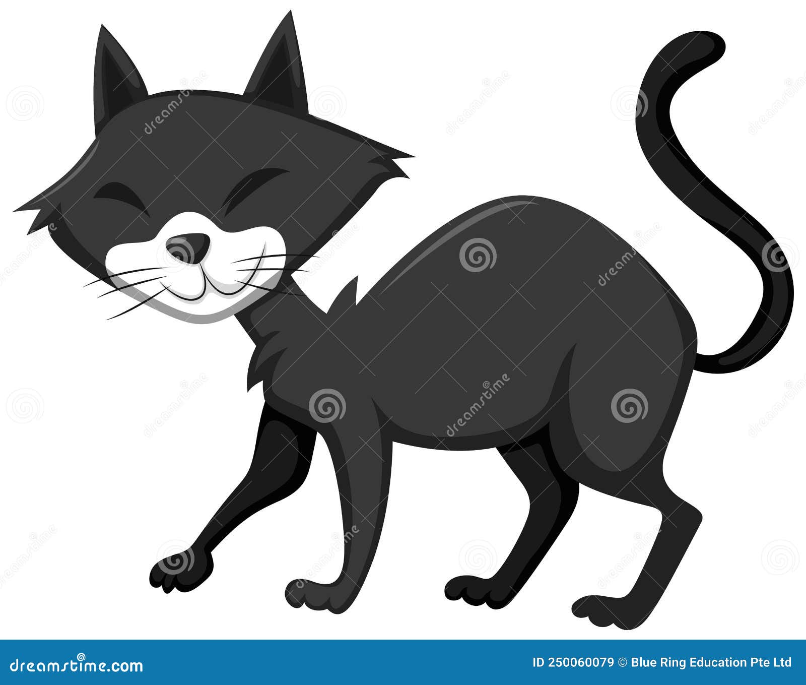 Black cat in cartoon style stock vector. Illustration of cats - 250060079