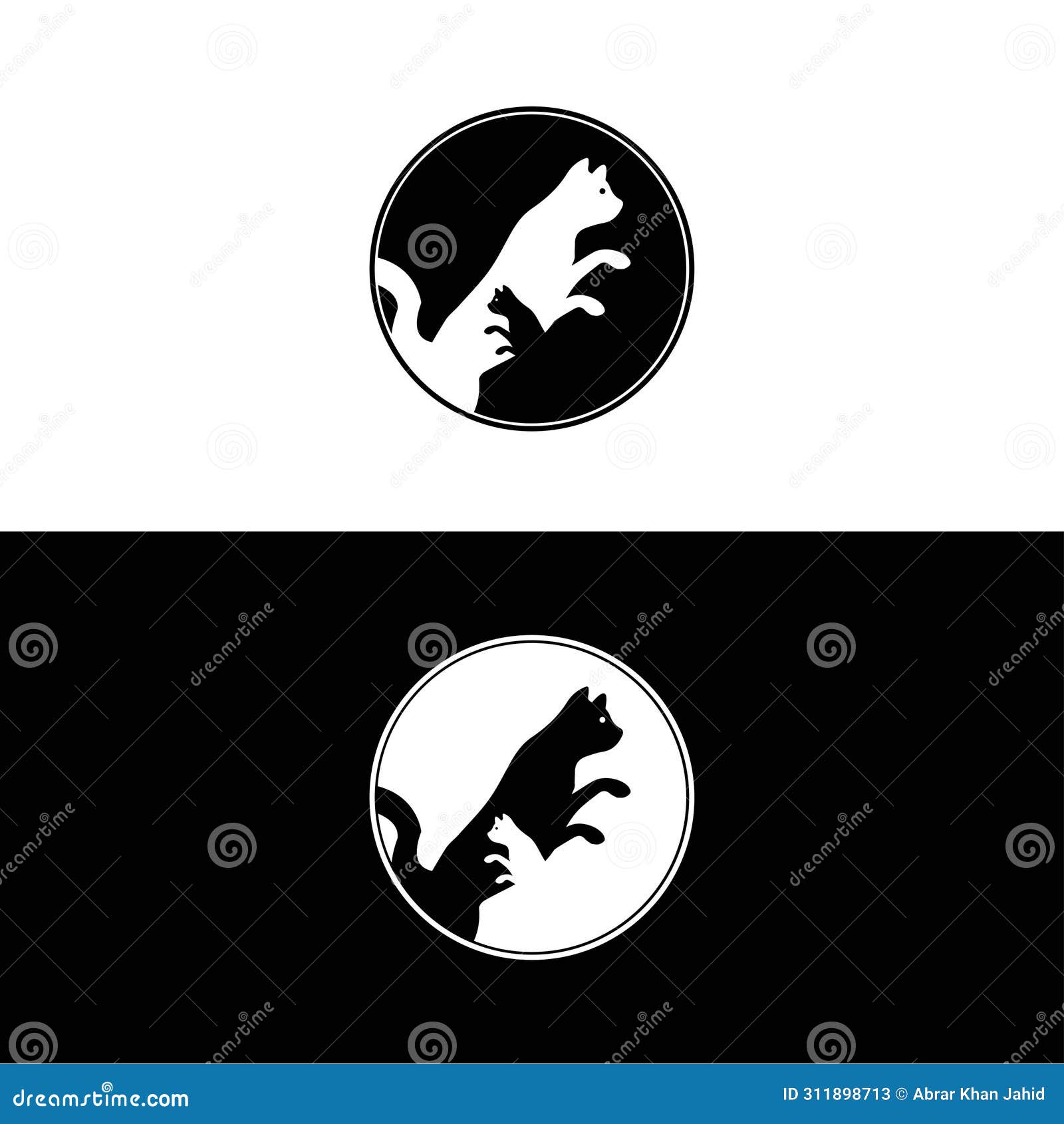 Black Cat Circle Logo . Circle Creative Cat Vector Stock Vector ...